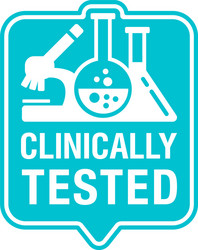 Clinically tested blue pictogram with cross Vector Image