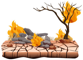 Cartoon color dry land scene concept Royalty Free Vector