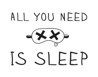 Hand drawn objects about sleep routines and text Vector Image