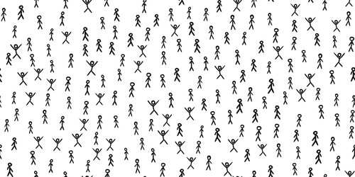 Cartoon angry mob stick characters walking Vector Image