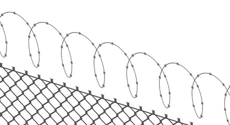 Prison fence netting and straight barbed wire Vector Image
