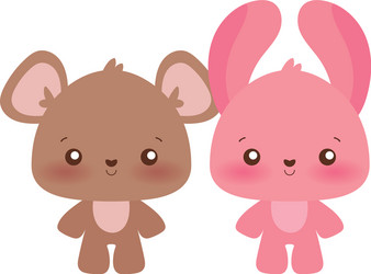 Kawaii bear and rabbit cartoons design Royalty Free Vector