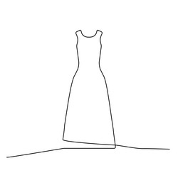 One line drawing dress continuous woman Royalty Free Vector