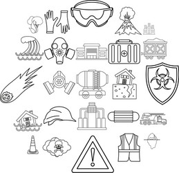 Tragic icons set outline style Royalty Free Vector Image