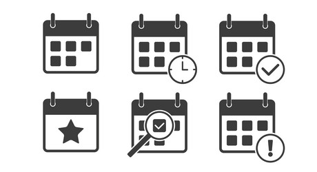 Yearly calendar icons set all twelve months Vector Image