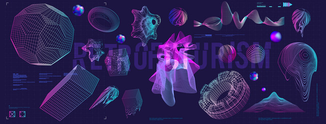 Holographic retro futuristic 80s-90s style Vector Image