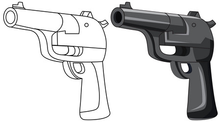Simple cartoon gun and doodle outline Royalty Free Vector