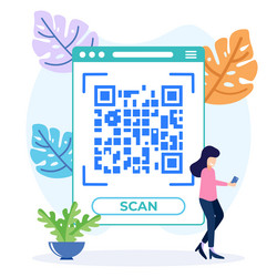 Graphic cartoon character of qr code scanning Vector Image