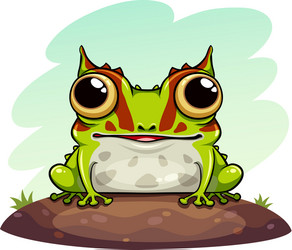 Cartoon frog on a leaf in the pond Royalty Free Vector Image