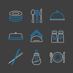 Restaurant icon set serving food sign Royalty Free Vector