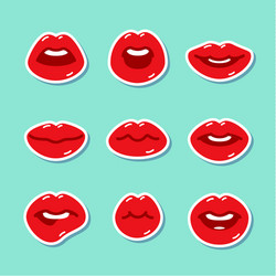 Set of mouth with open lips Royalty Free Vector Image