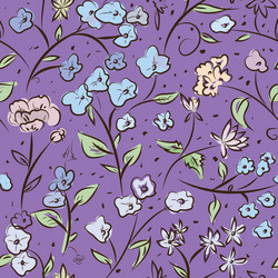 Tiny spring flowers doodle drawing pattern Vector Image