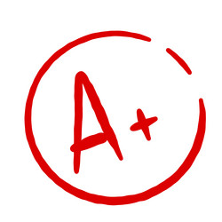A plus red grade mark school test Royalty Free Vector Image