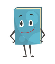 Book cute character cartoon face with emotion Vector Image