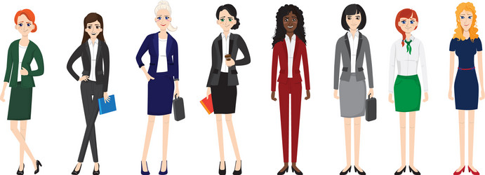 Women in modern fashion clothes isolated on white Vector Image