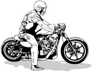 Motorcyclist on motorcycle drawing Royalty Free Vector Image