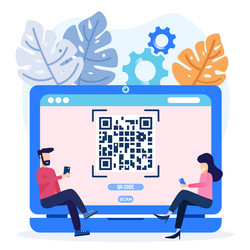 Graphic cartoon character of qr code scanning Vector Image