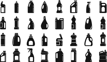 Bleach bottle icons set outline style Royalty Free Vector