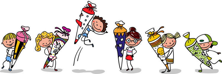 Enrollment - first day school -cartoon Royalty Free Vector