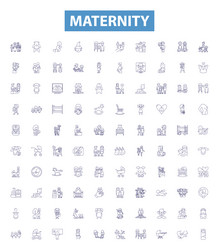 Maternity line icons signs set design collection Vector Image