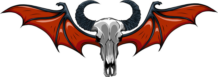 White silhouette of rams head skull with wings Vector Image