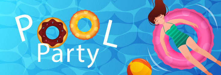 Flat pool party horizontal banners set Royalty Free Vector