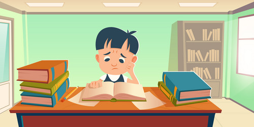 Tired sad student having stress study Royalty Free Vector