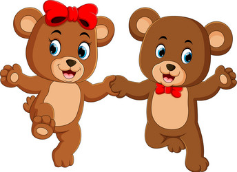 Two cute bears using the best costume Royalty Free Vector