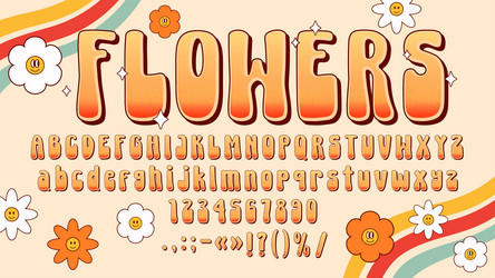 Hippie bohemian groovy postmodern funky font Vector Image