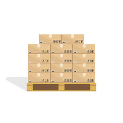 Cardboard boxes on wooden pallets carton parcel Vector Image