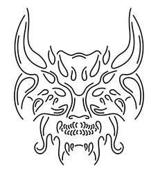 Line art with stylized cartoon demon head Vector Image