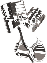 Crossed engine pistons banner and flame tattoo Vector Image