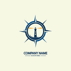 Compass and lighthouse logo design template Vector Image