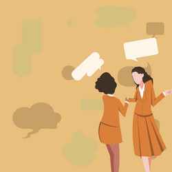 Two colleagues standing sharing thoughts together Vector Image