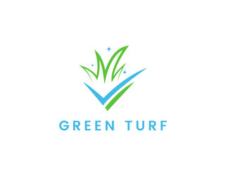 Simple green turf logo design template Royalty Free Vector
