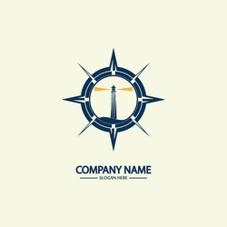 Compass and lighthouse logo design template Vector Image