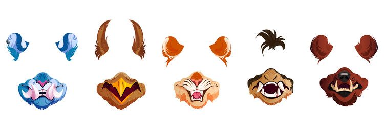 Animals for phone app funny animal filter masks Vector Image