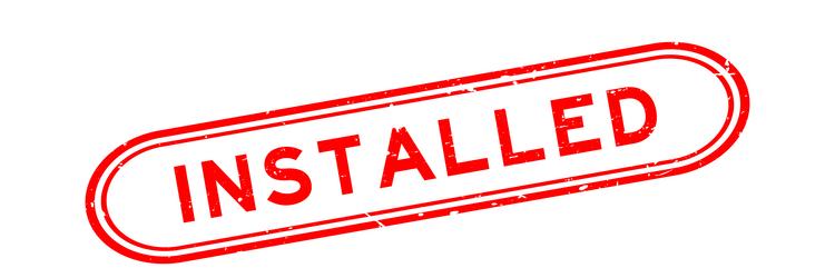 Grunge red install now word rubber seal stamp Vector Image