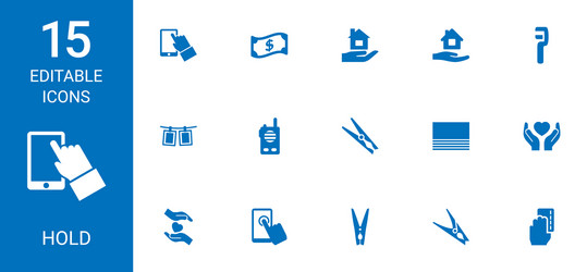 12 hold icons Royalty Free Vector Image - VectorStock