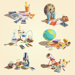 Science elements cartoon set Royalty Free Vector Image