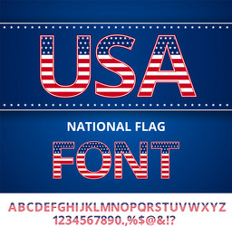 Usa national flag style font Royalty Free Vector Image