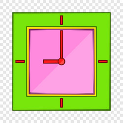 Wall clock with green rim icon cartoon style Vector Image