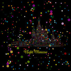 Night winter moscow red square sketch for your Vector Image