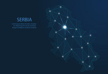 Serbia communication network map low poly image Vector Image