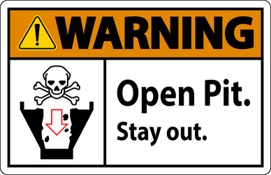 Danger sign open pit stay out Royalty Free Vector Image