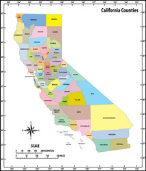 California state outline administrative map Vector Image