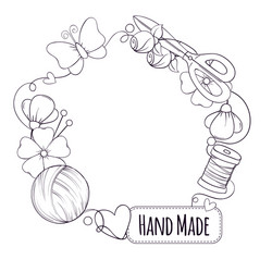 Circle banner template for hand made knitting Vector Image