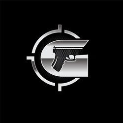 Initial logo for letter r with gun and tactical Vector Image