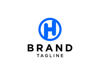 Abstract initial letter h logo blue shape origami Vector Image