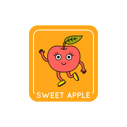 Cartoon color retro character watermelon sticker Vector Image